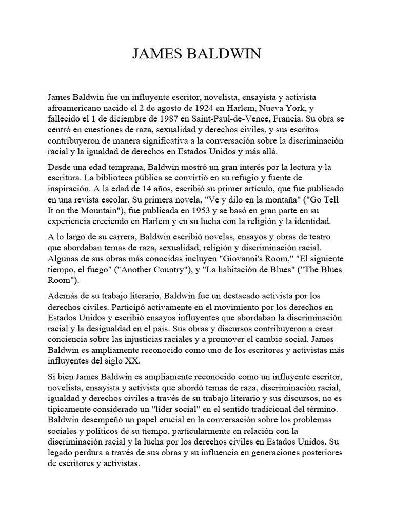Líder de Movimiento Social James Baldwin | PDF