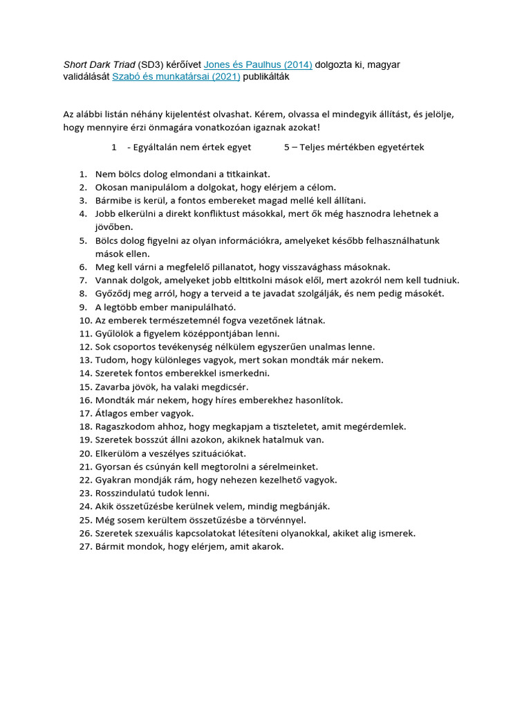 Short Dark Triad 1 | PDF
