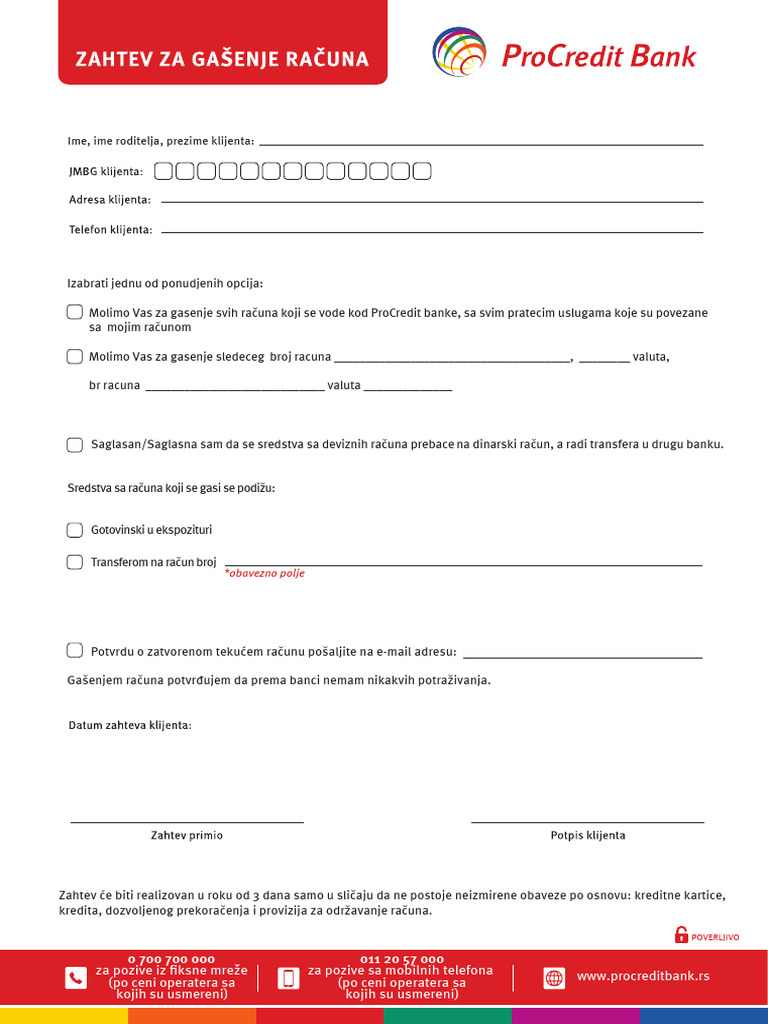 1.5 Zahtev Za Zatvaranje Racuna | PDF