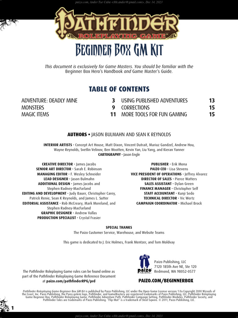 Pathfinder 2e Beginner Box GM Kit | PDF | Dwarf (Dungeons & Dragons ...