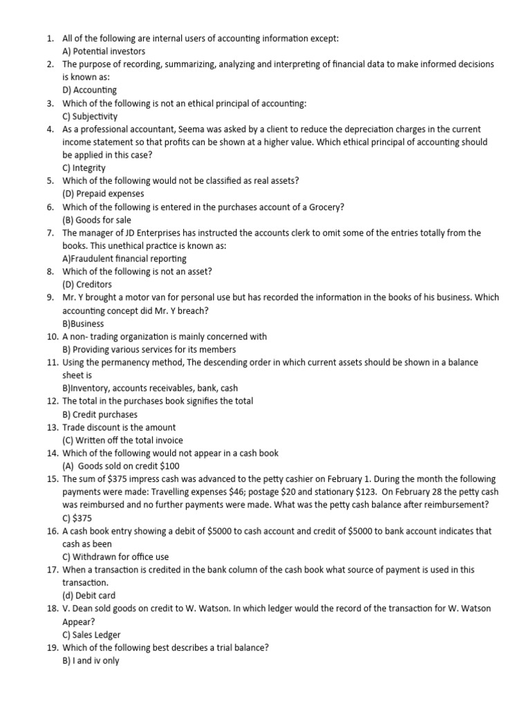 Accounts Paper 1 | PDF | Bookkeeping | Debits And Credits