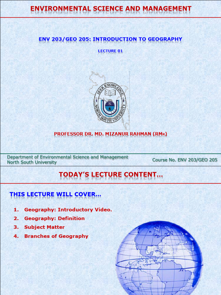 Lecture 01 | PDF | Geography | Environmental Science