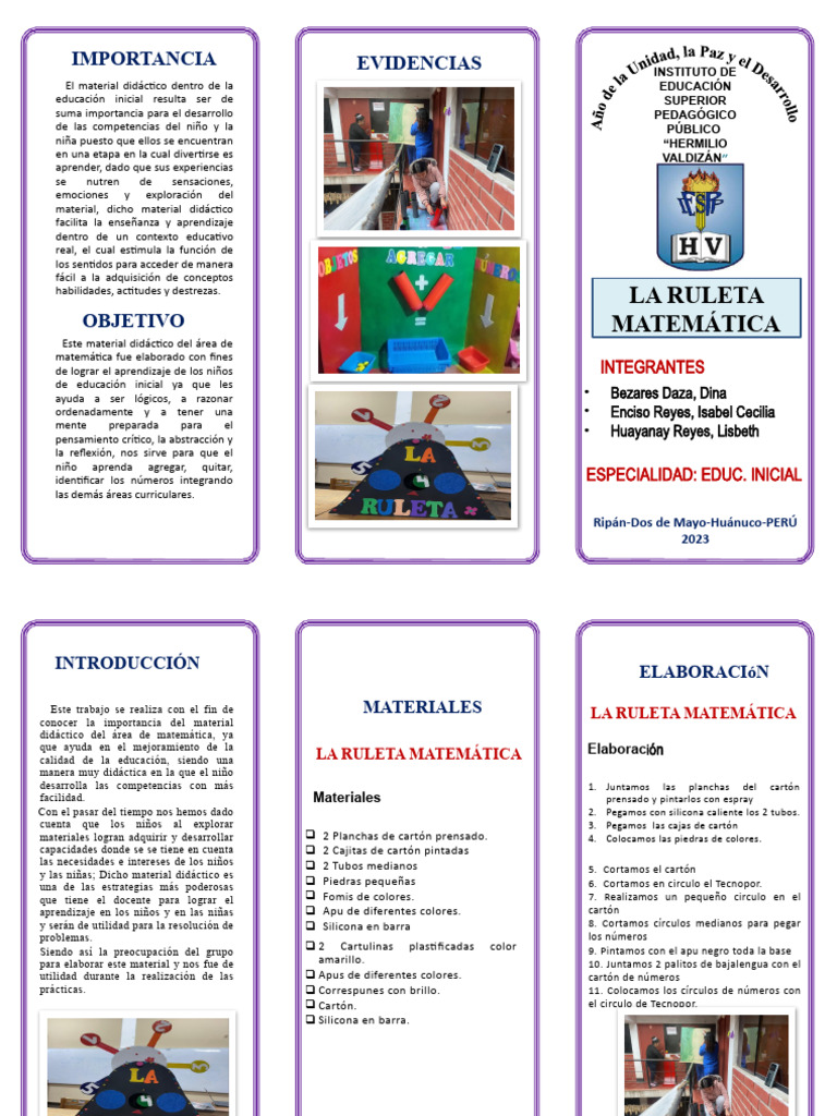 7 Triptico de material didactico de matematica | PDF | Aprendizaje | Educación de la primera ...