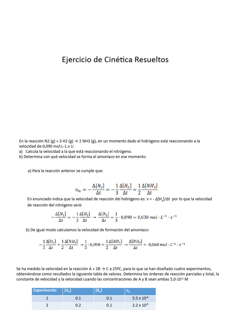 Ejercicios Cinética | PDF | Regresión lineal | La cinética de enzimas