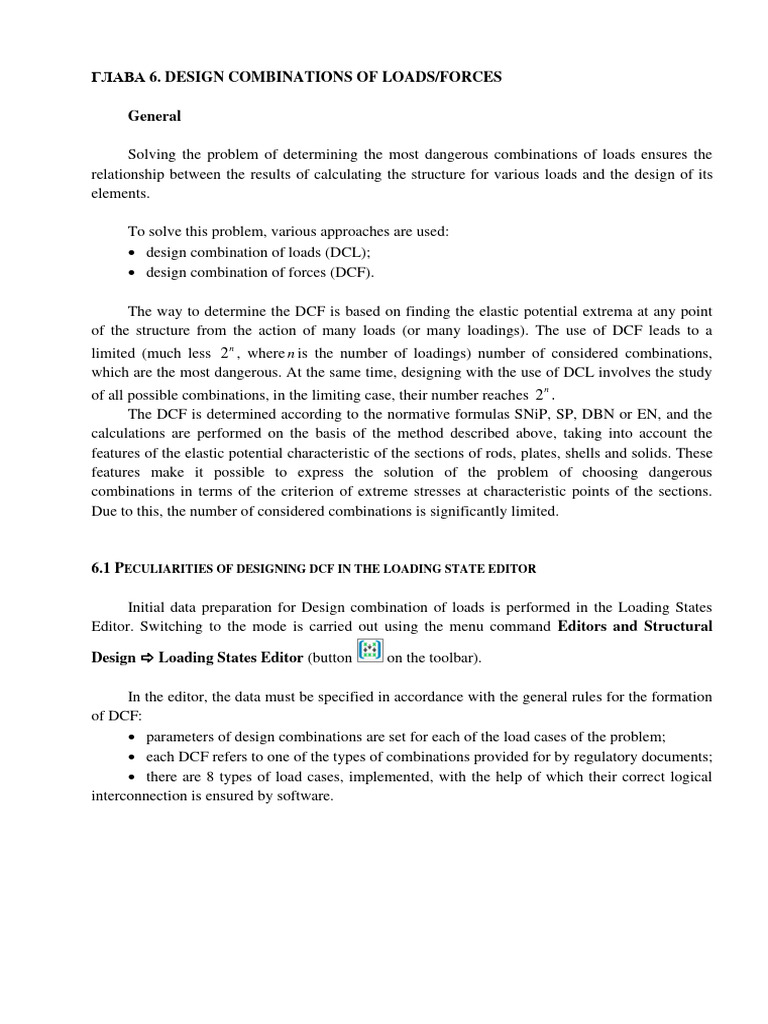 Chapter 6. Design Combination of Loads and Forces | PDF | Bending ...