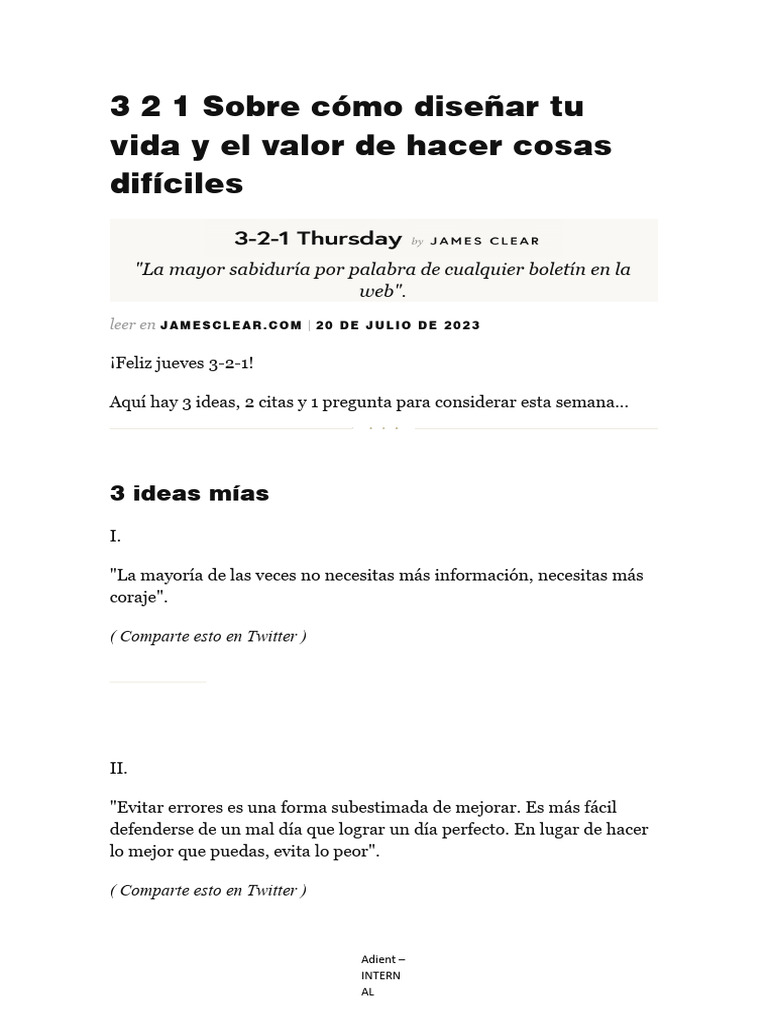 Sobre Cómo Diseñar Tu Vida y El Valor de Hacer Cosas Difíciles | PDF | Crecimiento personal y ...