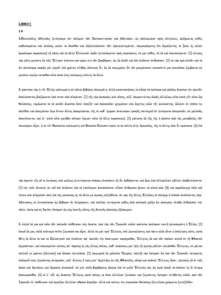 Libro I La Guerra Del Peloponeso Tucidides | PDF