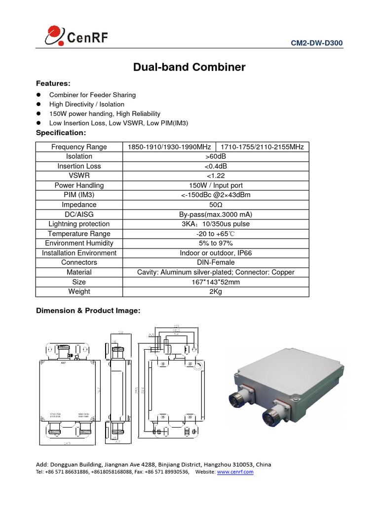 Dual-Band Combiner Specifications | PDF