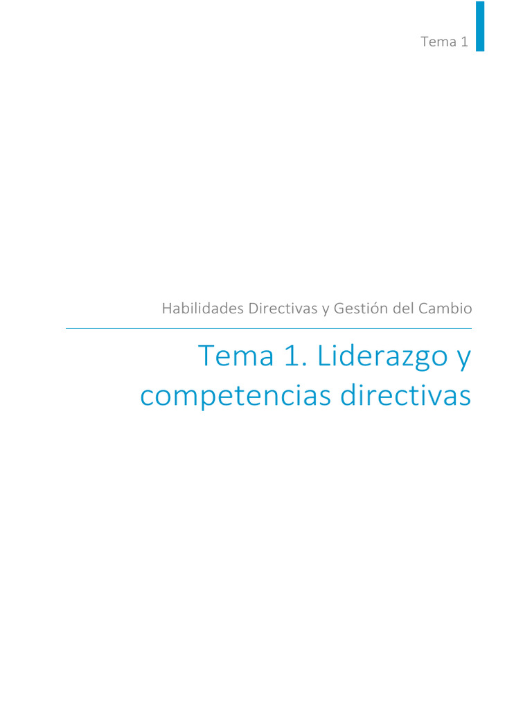 TEMA 1 - Liderazgo y Competencias Directivas | PDF | Liderazgo | Sicología