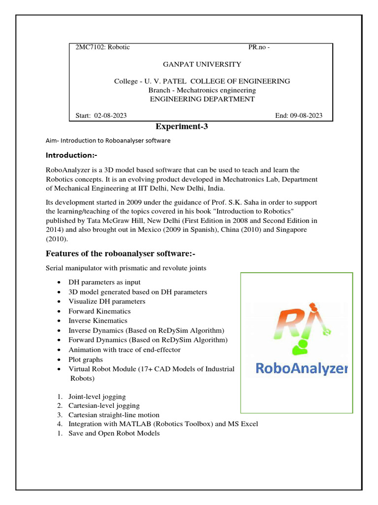 Robo 3 | PDF | Kinematics | 3 D Computer Graphics