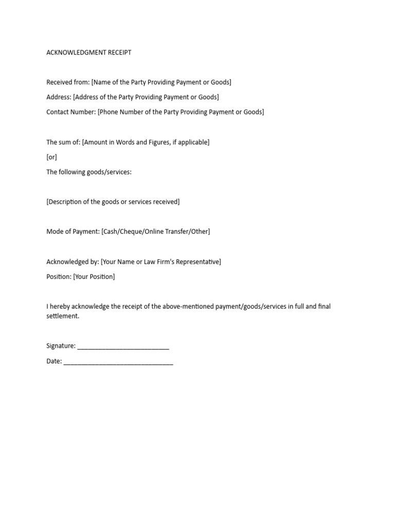 Acknowledgment Receipt Template | PDF