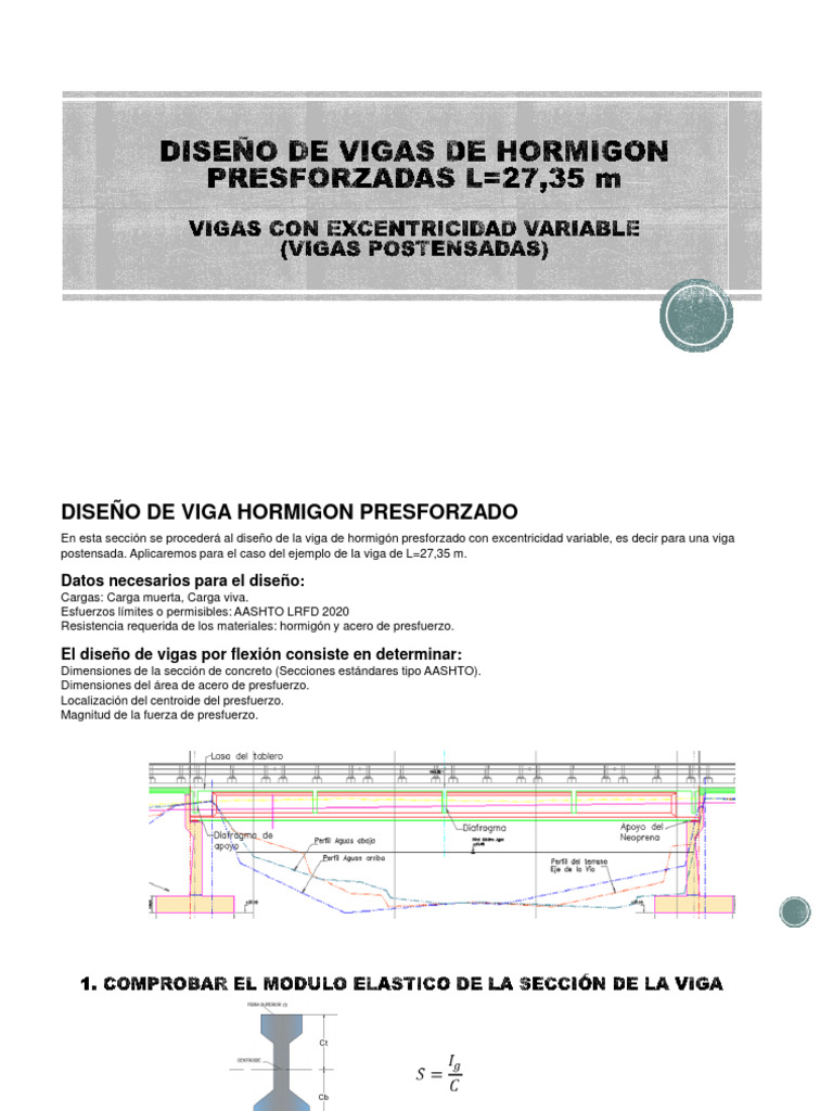 2022 08 24 Ejemplo Practico De Vigas Postensadas L 27 35m Pdf Viga