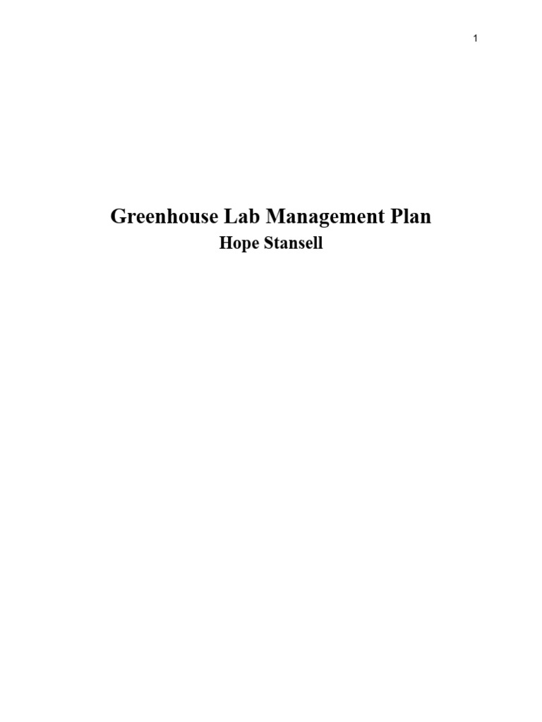 Lab Management Plan Final Stansell | PDF | Seedling | Soil