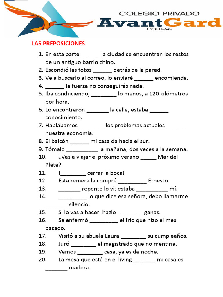 Las Preposiciones | PDF