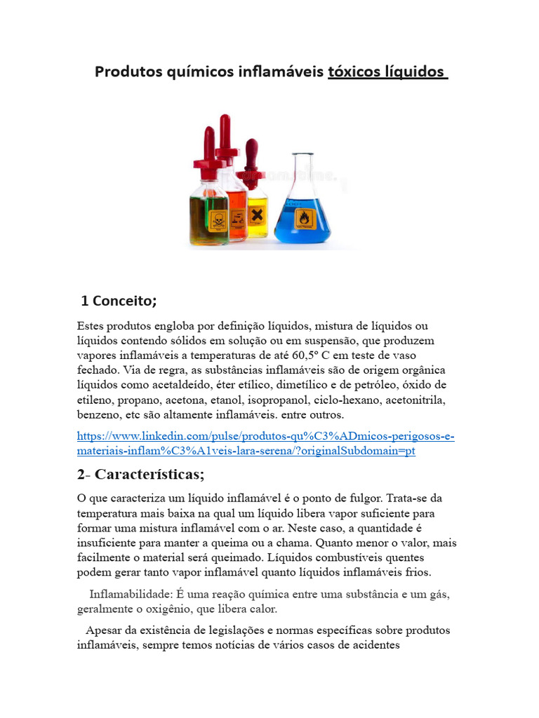 Riscos de Líquidos Tóxicos Inflamáveis | PDF | Combustão | Química