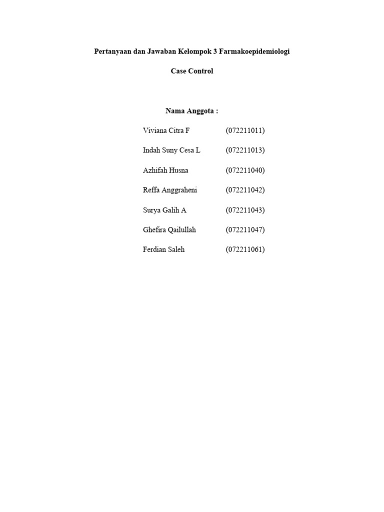Pertanyaan Kelompok 3 Case-Control | PDF