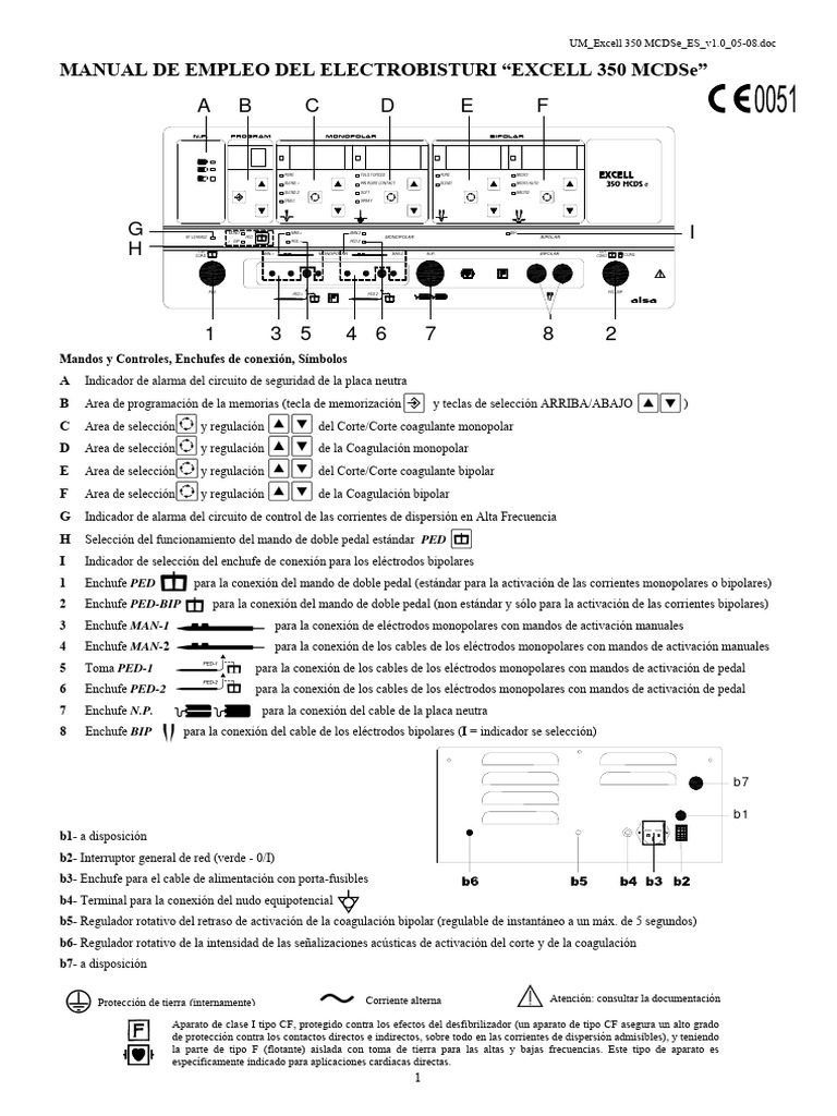 Manual de Uso Electrobisturi Marca Alsa Modelo Excel | PDF | Enchufes y tomas de corriente ...