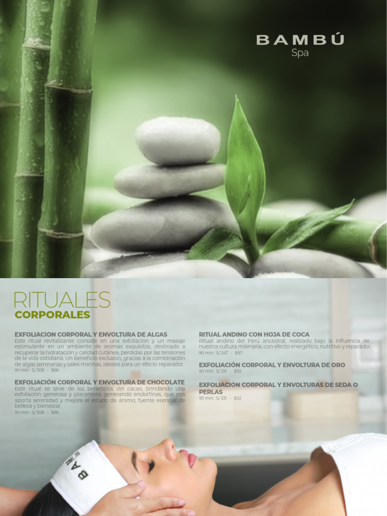 BROCHURE BAMBU SPA Actual 2023 | PDF | Masaje | Especialidades Medicas