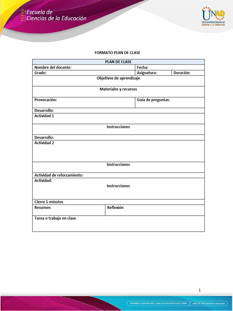 Formato Plan de Clase - Fase 3 Diseño Proyecto Experiencia Pedagógica. | PDF | Aprendizaje ...