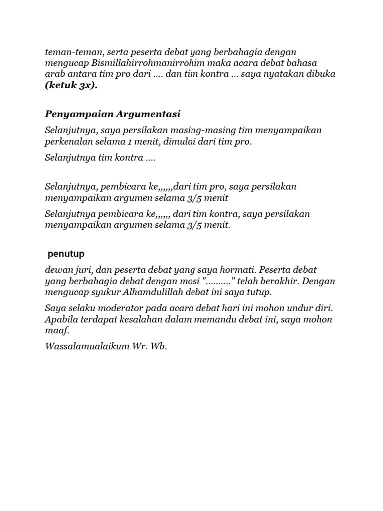 Teks Moderator Debat | PDF