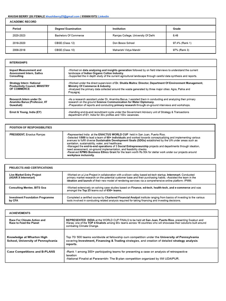 Khushi CV Dalberg. | PDF | Economies | Business