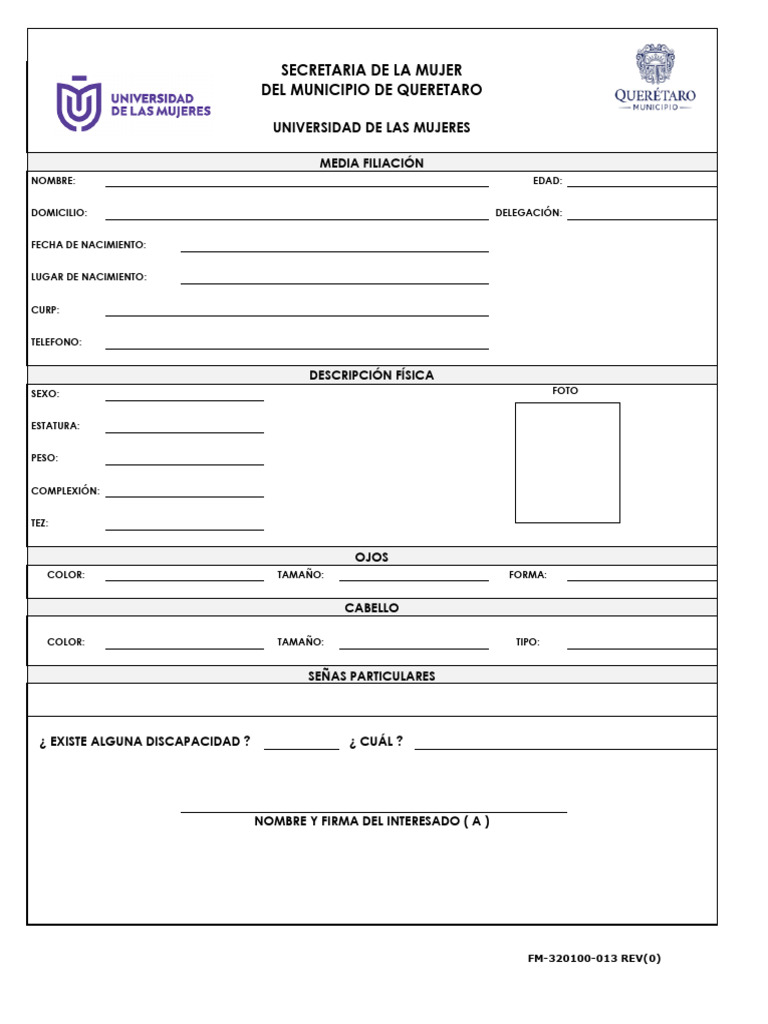 V2 UM Formato Media Filiacion | PDF