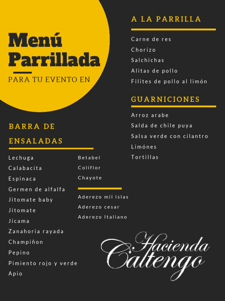 Menú de Parrillada para Eventos | PDF