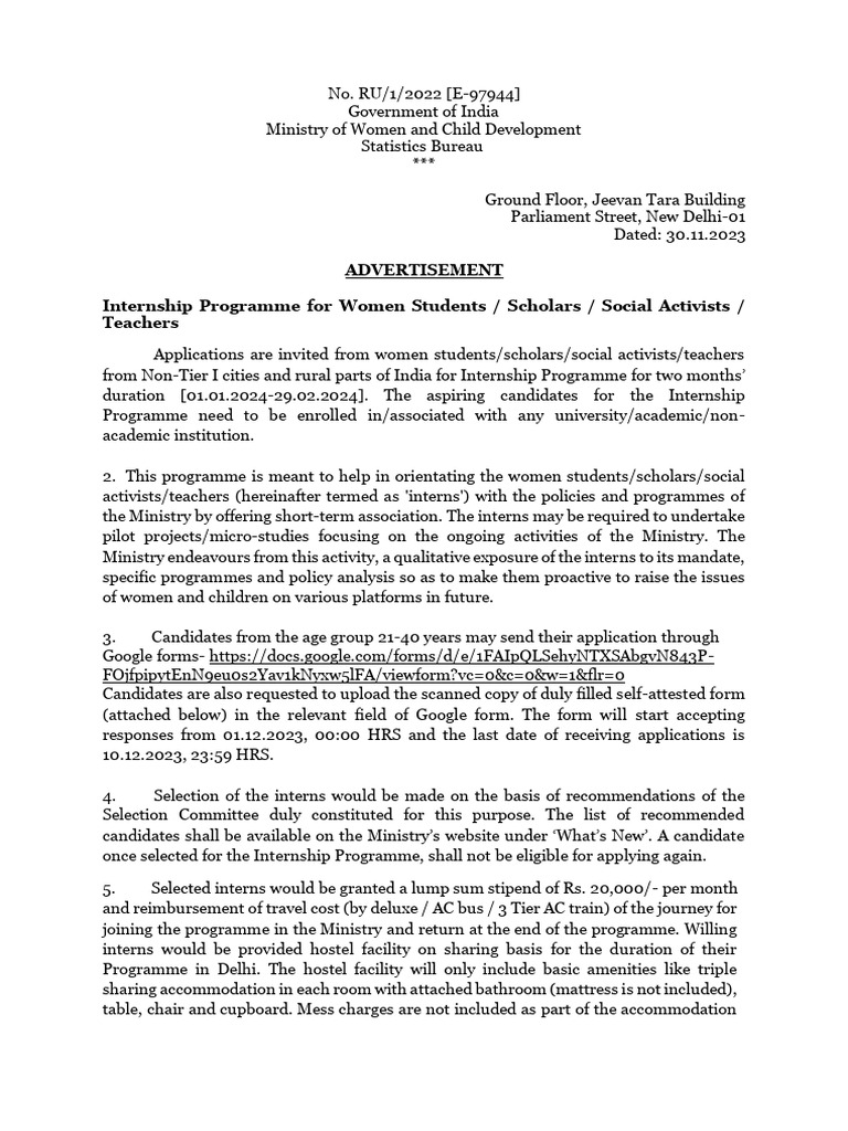 Internship Advertisement for (Jan 2024-Feb 2024) batch (1) | PDF ...