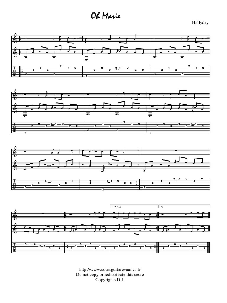 Hallyday Johnny - Oh Marie | PDF