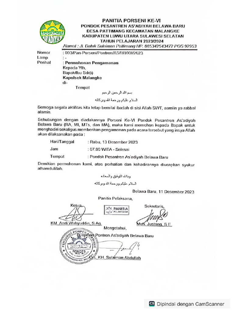 Permohonan Pengamanan Kapolsek | PDF