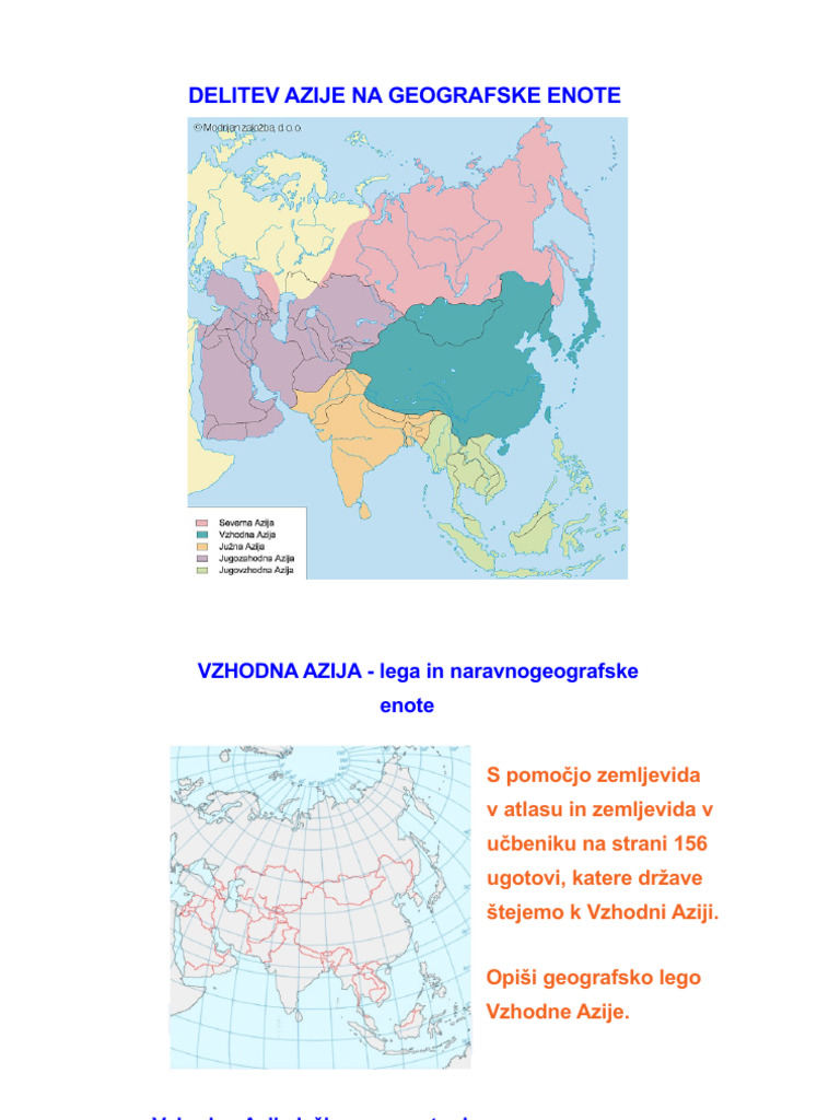 Vzhodna Azija - Lega Drzave Velike Naravnogeografske Enote | PDF