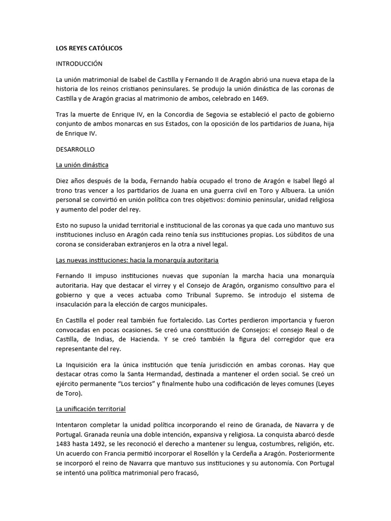 TEMA 4. Los Reyes Católicos | PDF | Europa | España