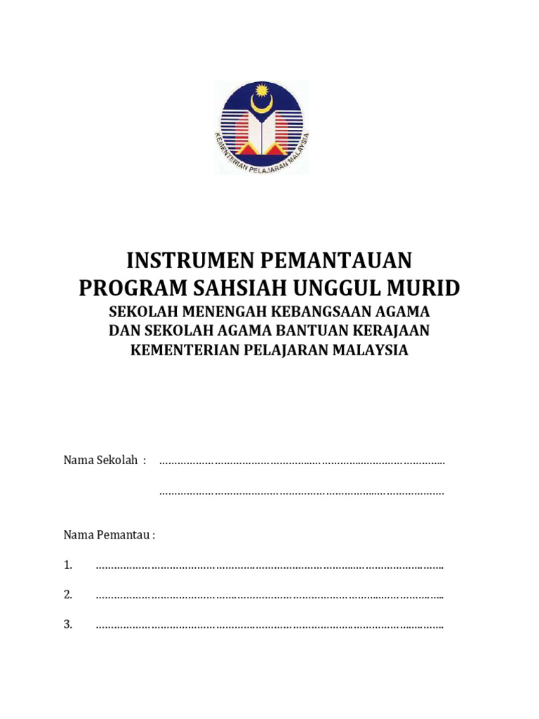 Instrumen Pemantauan Program Sahsiah Ung | PDF