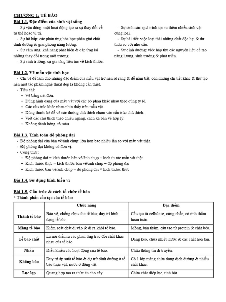 Sinh Học Hk1 | PDF