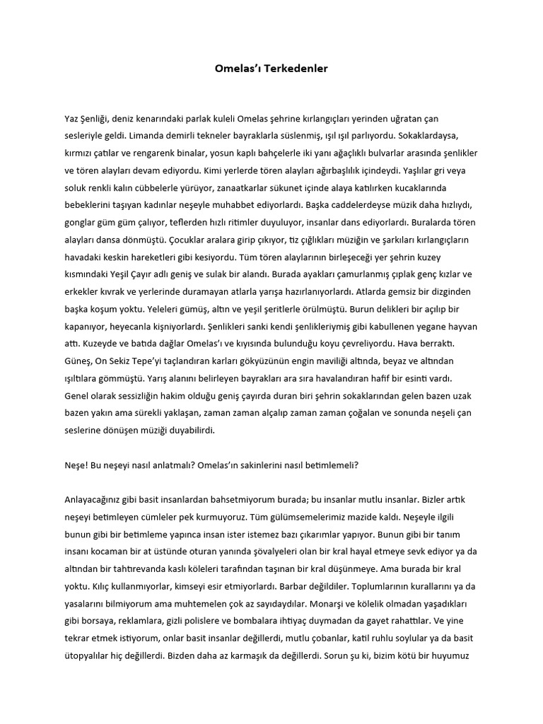 Omelas'ı Terkedenler | PDF