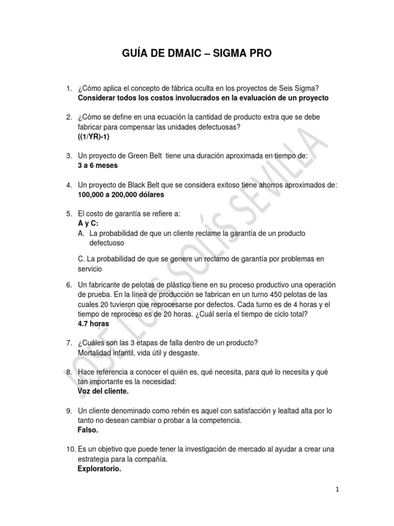 Guía de Dmaic - Sigma Pro | PDF | Estadísticas | Matriz (Matemáticas)