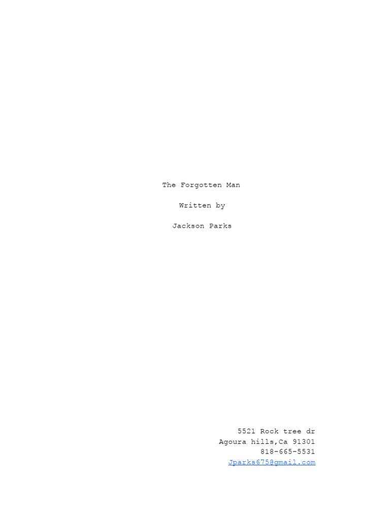The Forgotten Man Final Script 1 | PDF