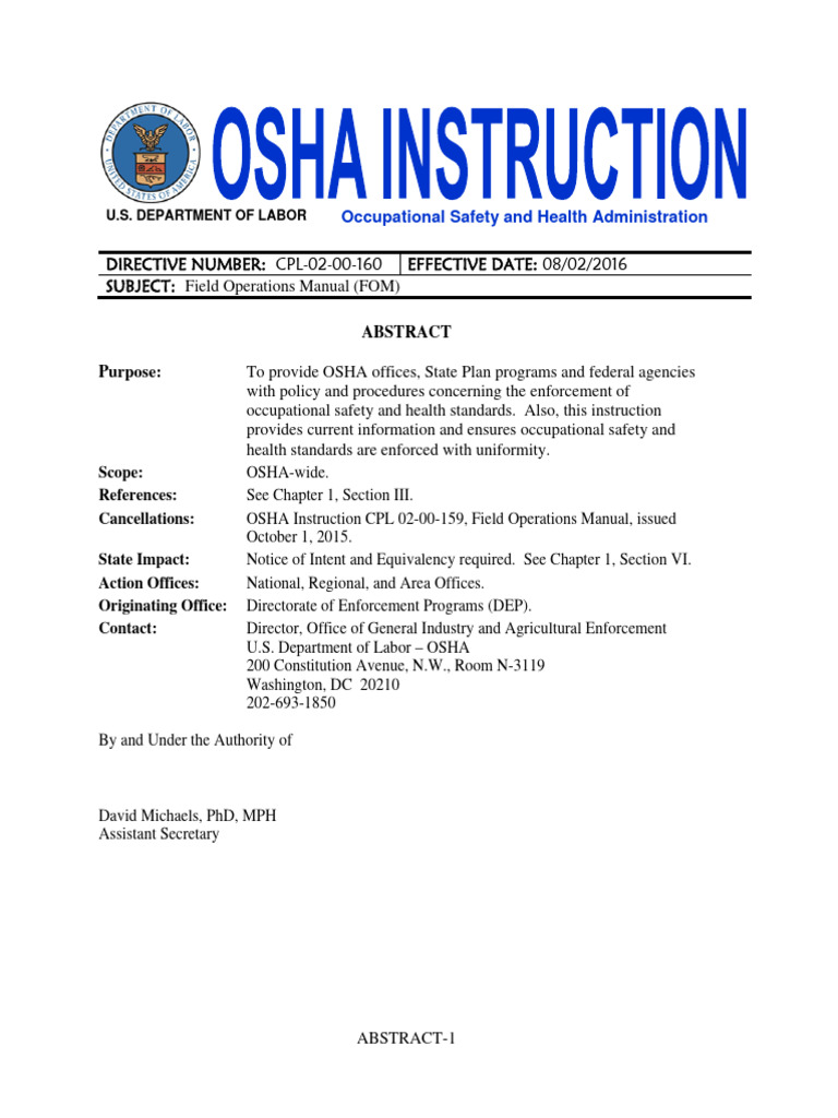 OSHA - Field Operations Manual (FOM) | Download Free PDF | Occupational ... OSHA - Field Operations Manual (FOM) | Download Free PDF | Occupational ...