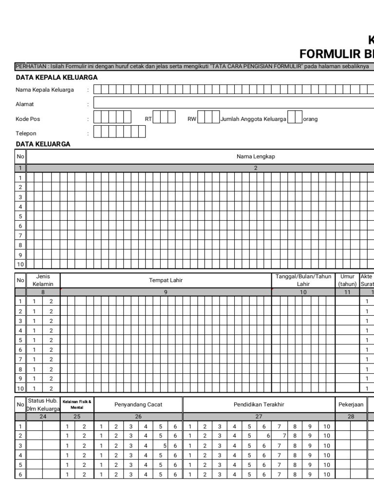 Formulir F-1.01 Biodata Penduduk | PDF