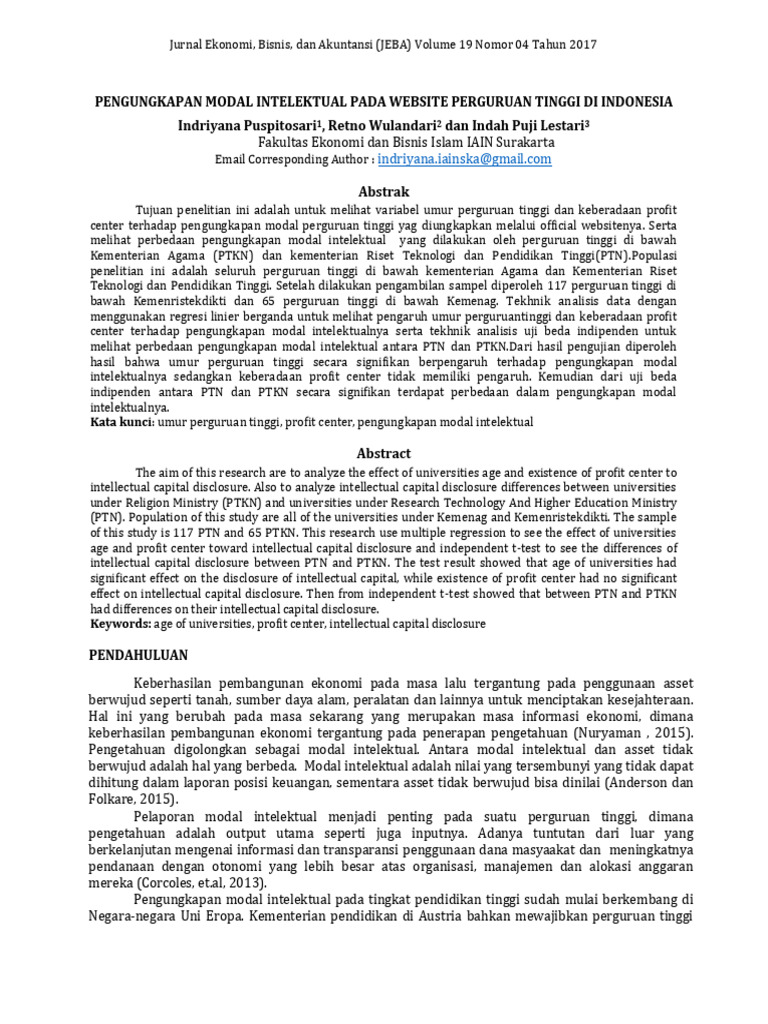 Pengungkapan Modal Intelektual PTN dan PTKN | PDF