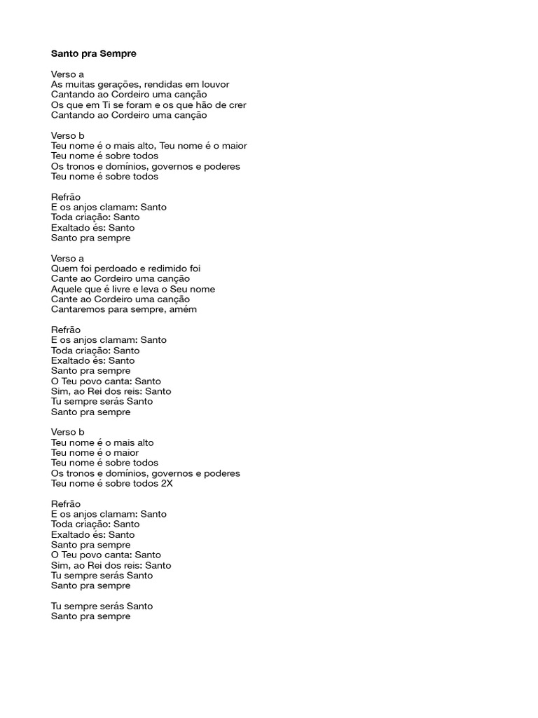 Santo Pra Sempre - Letra | PDF | Religião e Espiritualidade