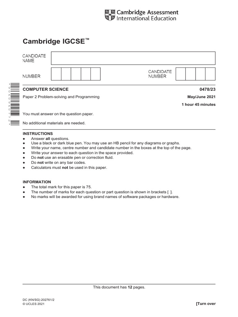 Paper 2 Exam 6 | PDF | Data Type | Sql