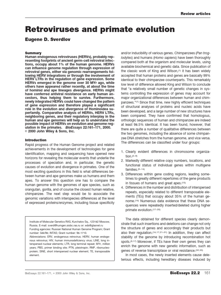 Retroviruses and Primate Evolution | PDF | Retrovirus | Reverse ...