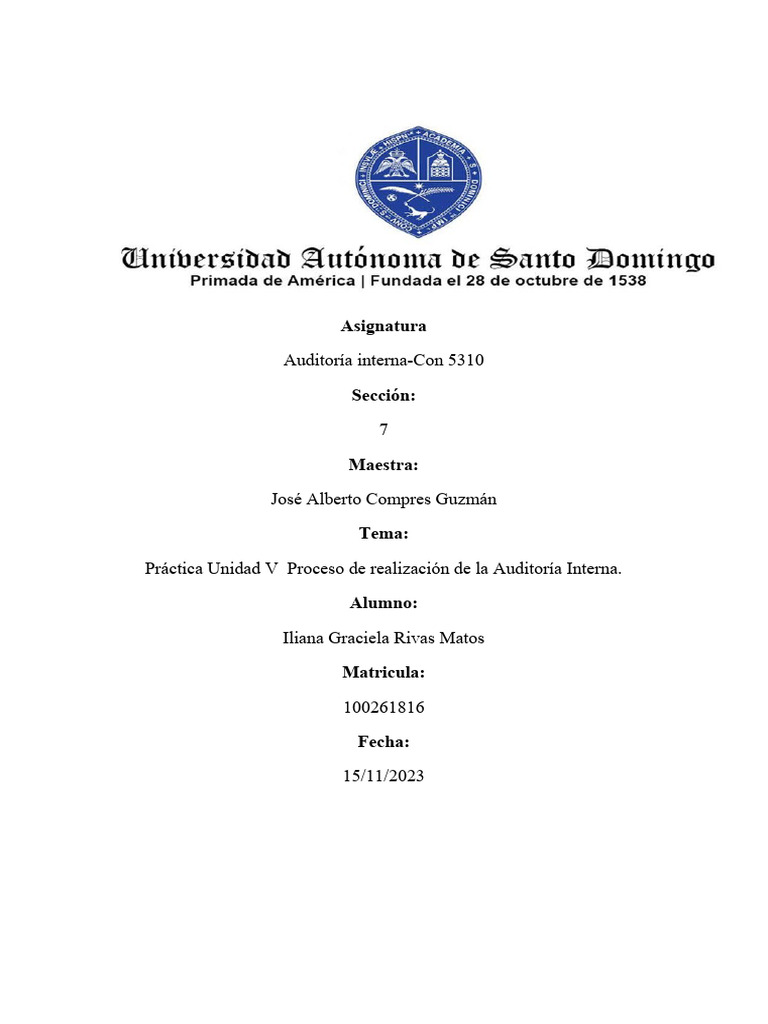 Iliana Graciela Rivas Matos Práctica Unidad 5-3 Proceso de Realización ...
