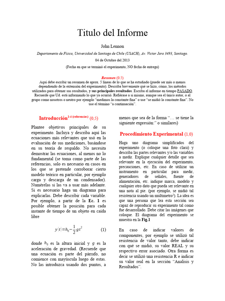 Formato Informe | PDF | Experimentar | Medición