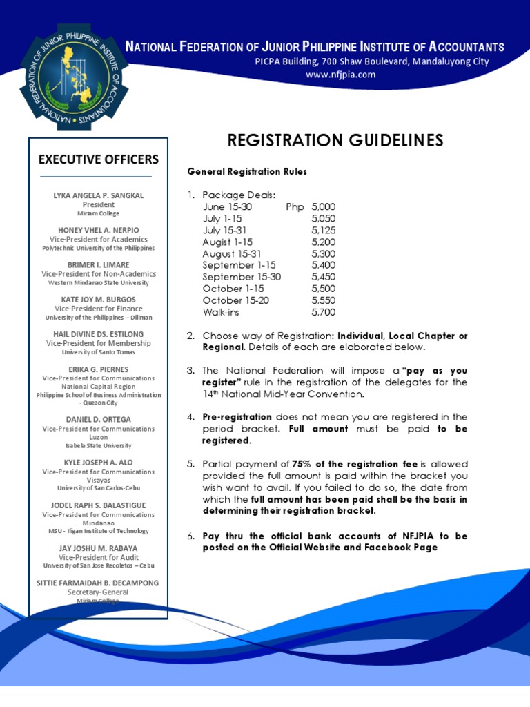 NFJPIA Mid-Year Convention Registration | PDF | Business