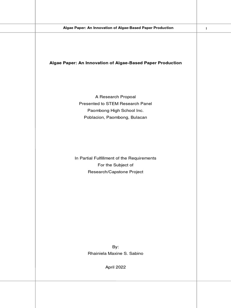 REVISED RESEARCH PAPER Algae Paper An Innovation of Algae Based PDF | PDF