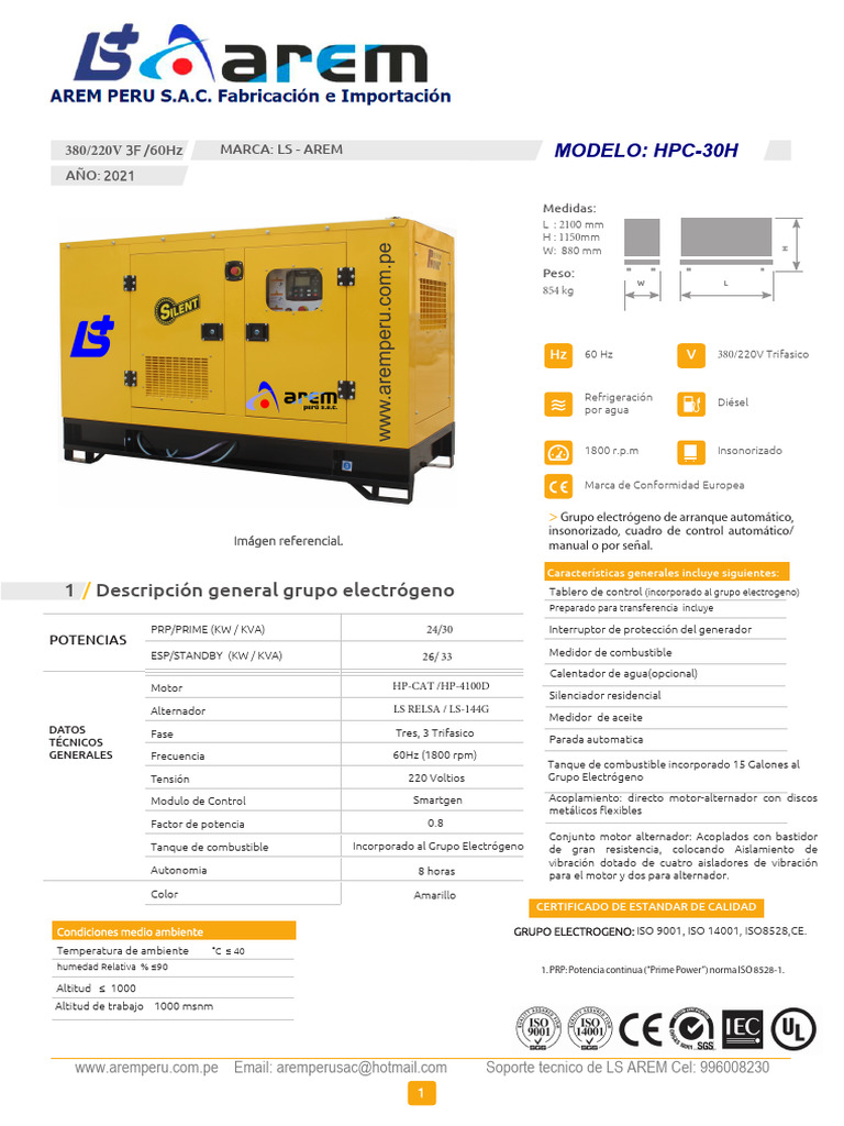 FICHA TECNICA DE GRUPO ELECTROGENO 24KW HP CAT | PDF | Inyección de combustible | Ingenieria ...