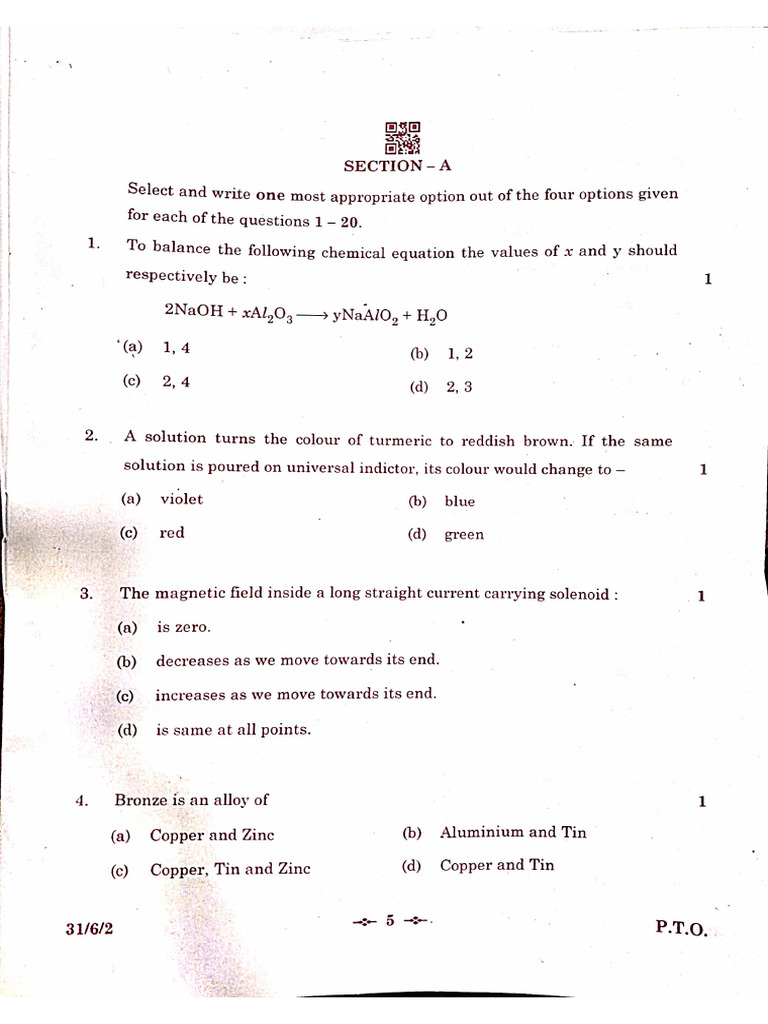 CBSE Class 10 March30 Science 2023 Question Paper Set 31 6 2 | PDF