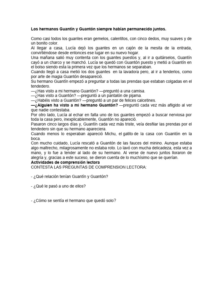 Etica Cuento Hermanos | PDF